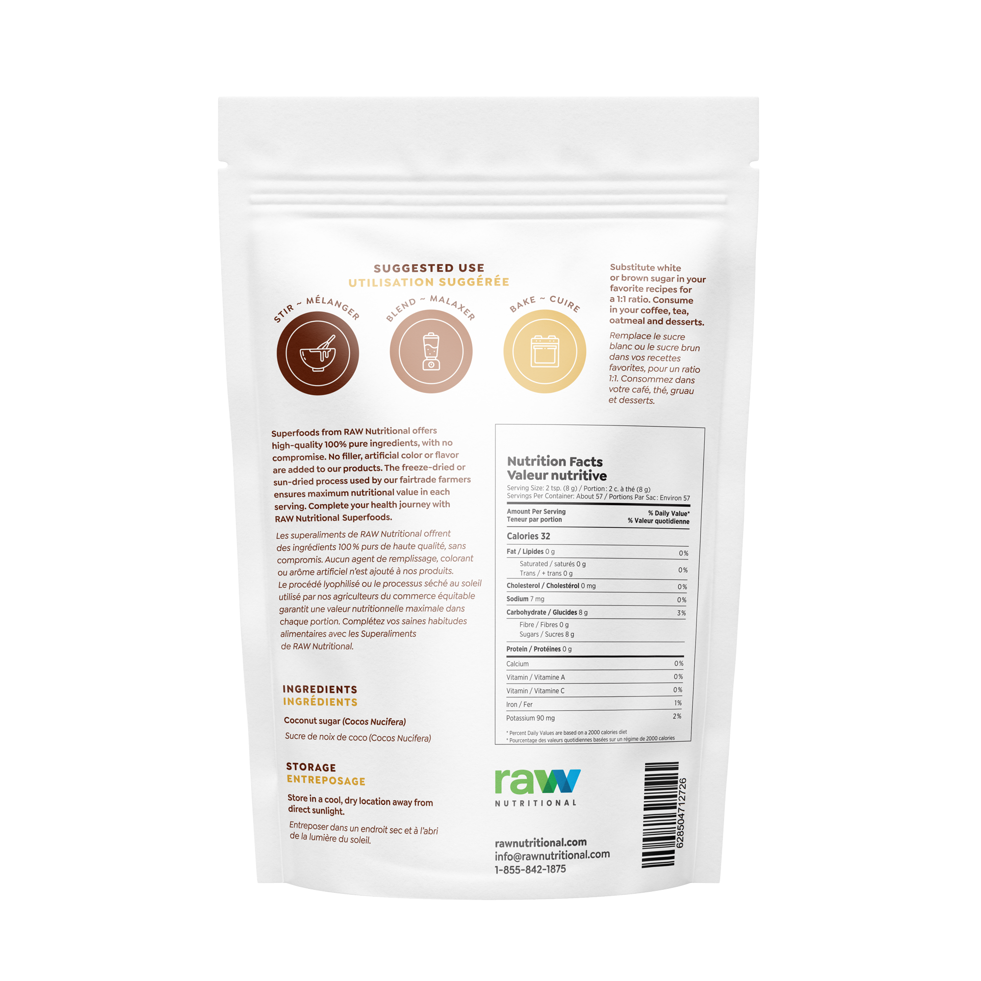 Coconut Sugar - 100% Pure - RAW Nutritional
