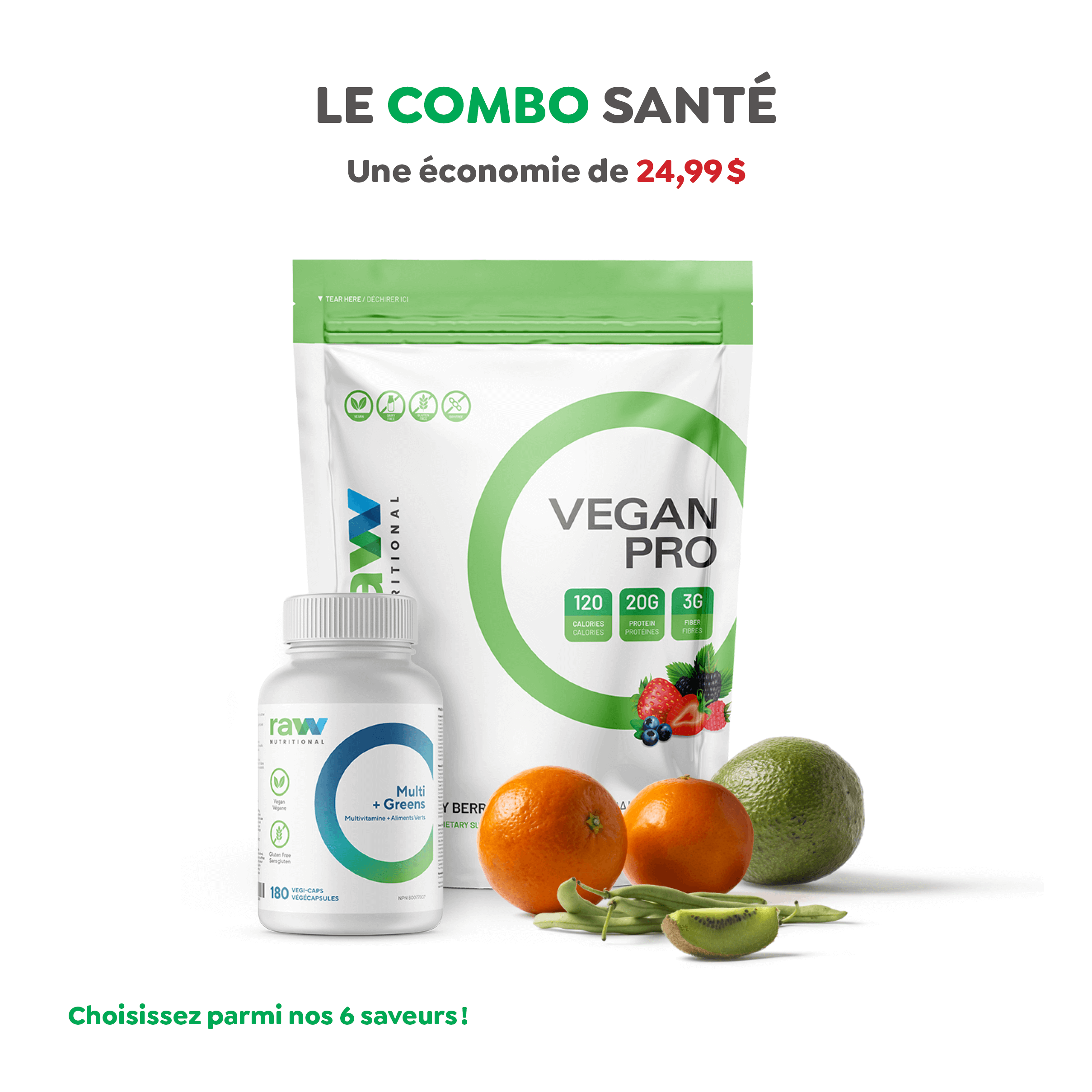 The Healthy Combo - Vegan Pro 2LB + Multi +Greens (180 caps) - RAW ...