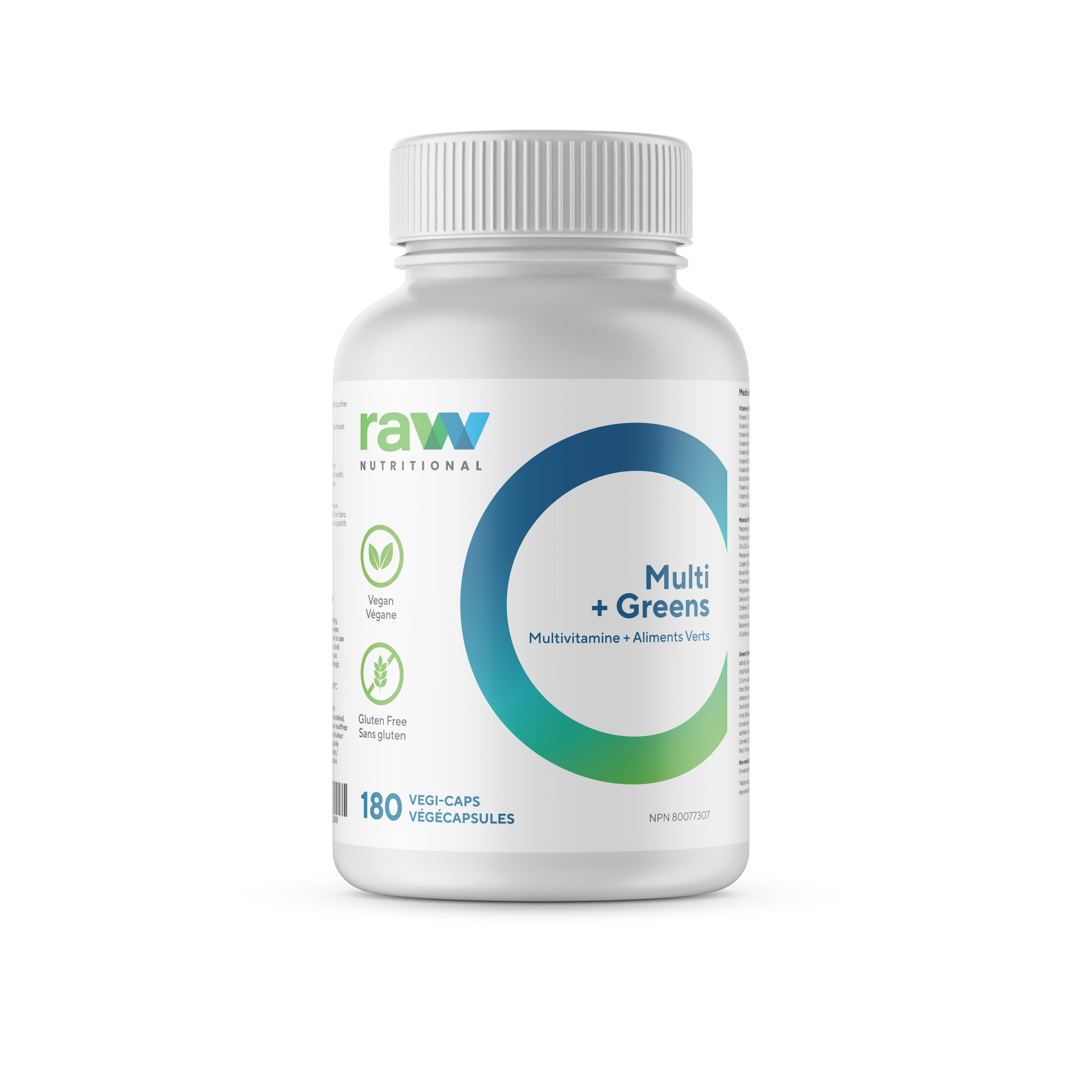 Multi + Greens - 180 Organic Multivitamins Capsules - RAW Nutritional